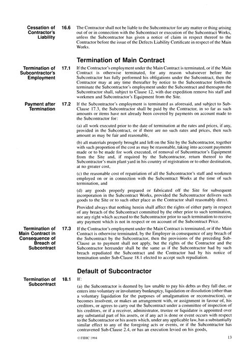 Fidic Conditions Of Subcontract Agreement Pdf