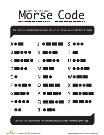 Morse Code Worksheet Education Com Coding Morse Code Morse Code Learn