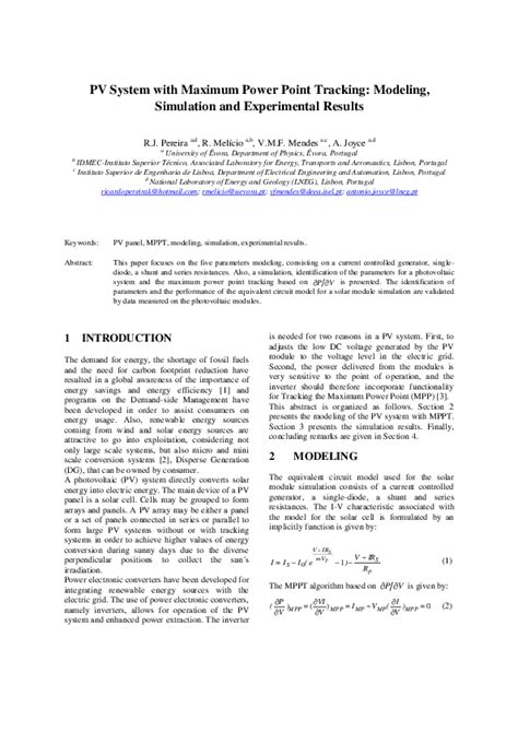 pdf pv system with maximum power point tracking modeling simulation