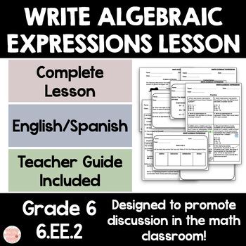 Write Algebraic Expressions Grade Complete Lesson BILINGUAL By Ms V S Room