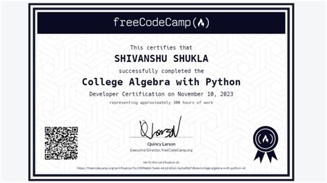 Shivanshu S On Linkedin Freecodecamp Pythonprogramming Collegealgebra Datascience