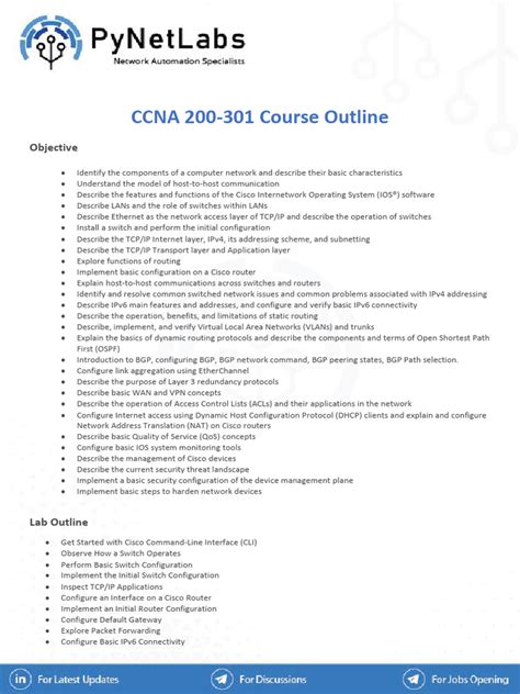 Ccna 200 301 Course Outline Pdf Computer Network Router Computing Ccna 200 301 Course Outline Pdf Computer Network Router Computing