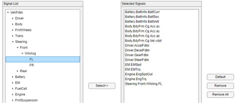Select Virtual Vehicle Logging Signals Matlab And Simulink