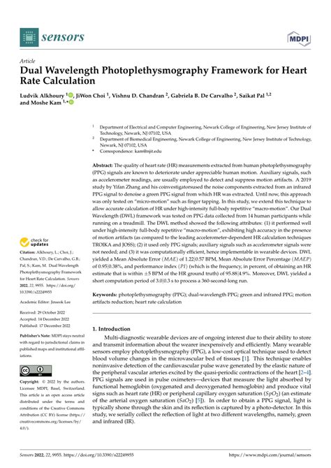 Pdf Dual Wavelength Photoplethysmography Framework For Heart Rate Calculation