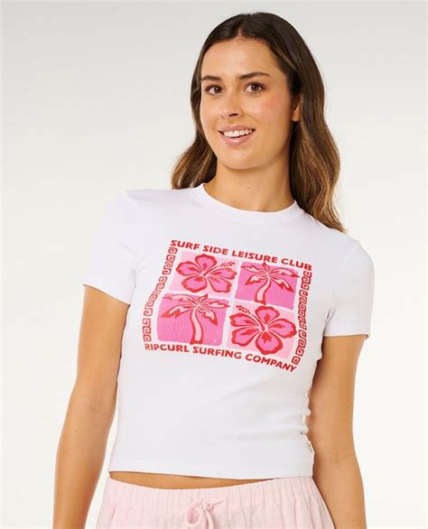 Rip Curl Surf Side Fitted Tee Optical White Bol