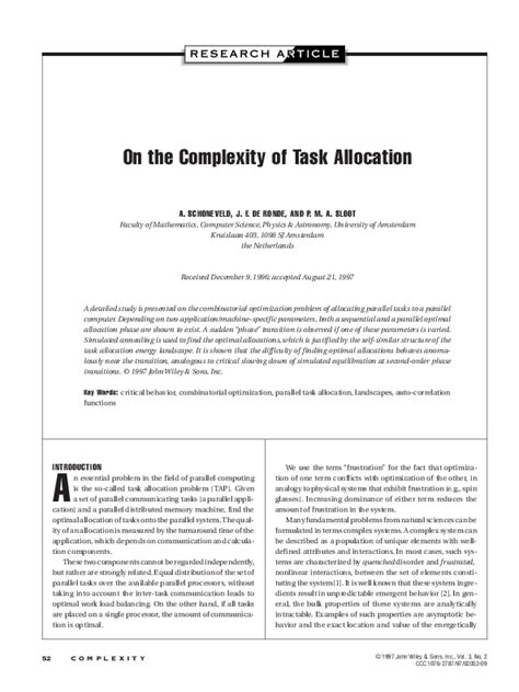 Pdf On The Complexity Of Task Allocation