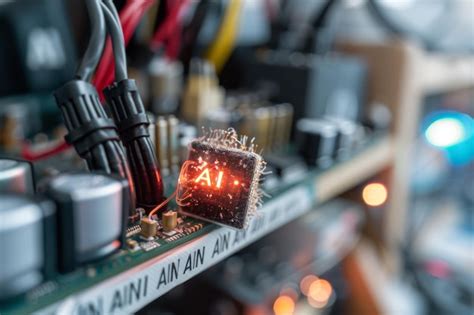 Close Up Of Ai Microchip In A Technological Environment With Circuitry