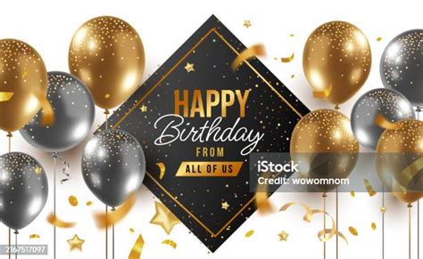 흰색 배경에 황금색과 은색 공기 헬륨 풍선의 벡터 휴일 템플릿 디자인 3d 현실적인 생일 축하 일러스트 비행 풍선과 텍스트 공기 주입에 대한 스톡 벡터 아트 및 기타 이미지