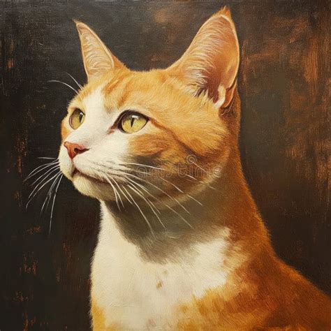 Majestic Orange Tabby Cat Portrait In Classic Realism Stock Image
