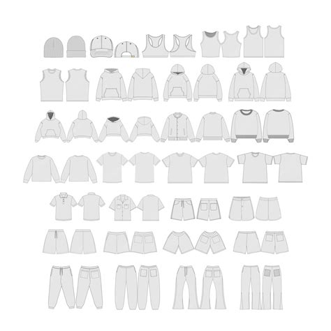 의류 터 모 들 빈 남성 티셔츠 쇼트 디자인 템플릿 모자 스웨트 셔츠 Varsity 잭 프리미엄 벡터