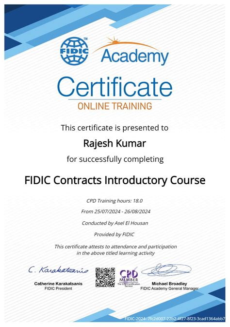Fidic Fidiccontracts Certification Professionalgrowth Newskills Rajesh Kumar 11 Comments