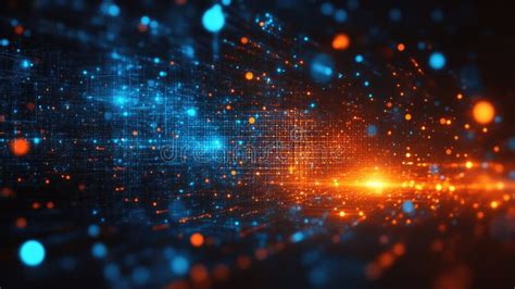 Futuristic Digital Abstract Background With Blue And Orange Light Patterns Stock Image Image