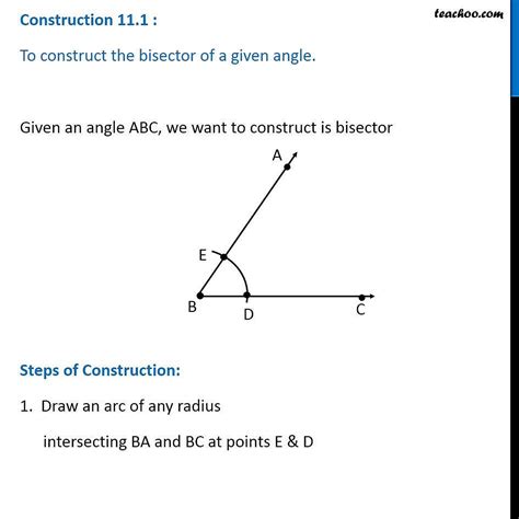 Construction 11 1 Construct The Bisector Of A Given Angle Class 9