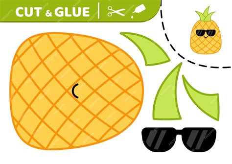 Premium Vector Pineapple In Sunglasses Squishmallow Cut And Glue Applique Paper Game Pineapple