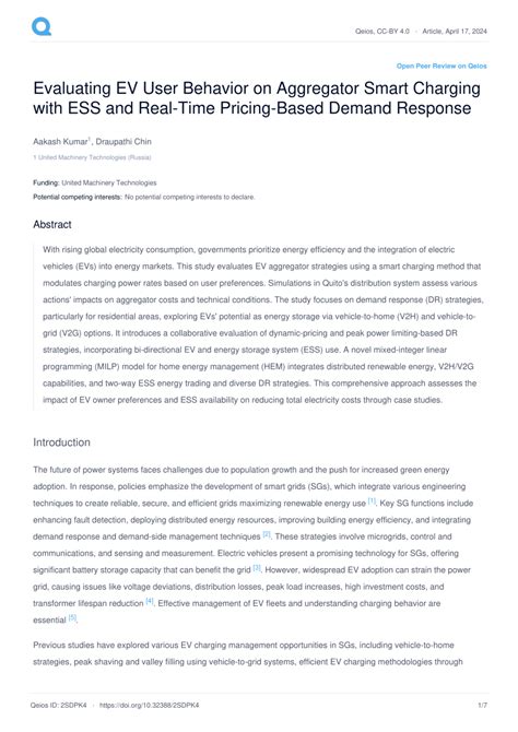 Pdf Evaluating Ev User Behavior On Aggregator Smart Charging With Ess And Real Time Pricing