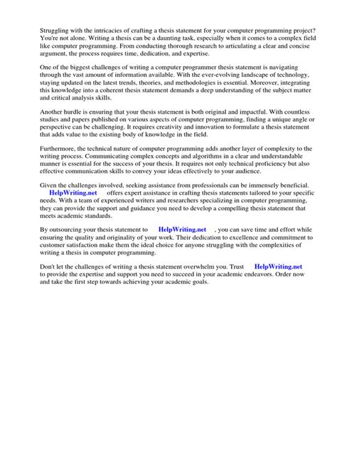 Computer Programmer Thesis Statement Pdf