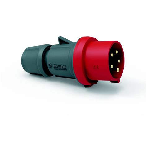 Bals Elektrotechnik 200 Cee Plug 16a 5 Pin 400v Screwless Red Ral3000