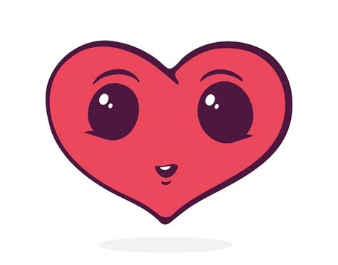 Милое сердце с глазами Символ Дня святого Валентина Наивное сердце Векторная иллюстрация