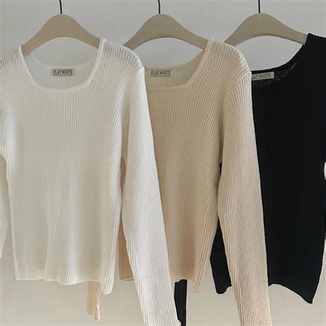 여리 긴팔 골지 니트티 👗 여성스러운 라인의 예쁜 그로잉엘 시크하고 우아한 당신을 위한 쇼핑몰