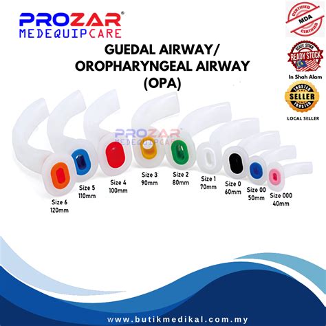 Guedal Airway Oropharyngeal Airway Opa Prozar Medequipcare
