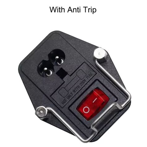 C Power Socket IEC Screw Mounted Fuse Female Socket Plug Adapter With Red Light Rocker