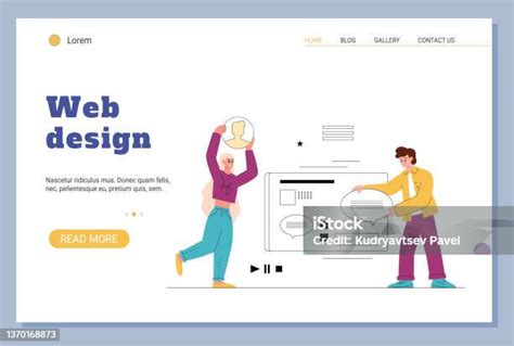 사람들은 웹 디자인 추상 플랫 벡터 배너를 만드는 캐릭터 Ux 디자인 프로세스 개요 일러스트레이션 개념에 대한 스톡 벡터 아트