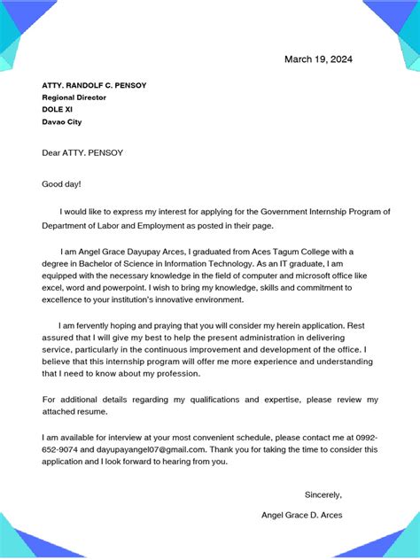 Application Letter Dole Pdf