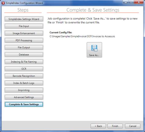 Filesimpleindex Simple Setup Configuration Wizard Advanced Settings