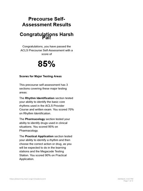 Aha Elearning Acls Precourse Self Assessment Pdf Cardiology Internal Medicine