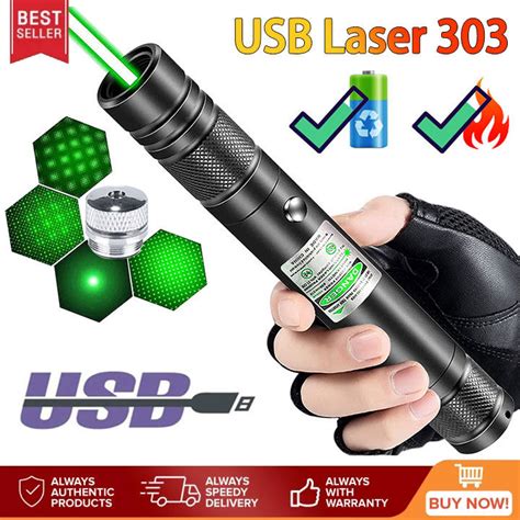 Philibs Usb Rechargeable Greenred Laser Pointers 532nm 10000m High Power Laser 303 Lazer