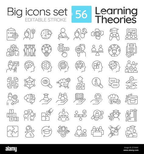 2d Editable Black Big Linear Icons Set For Learning Theories Stock Vector Image And Art Alamy