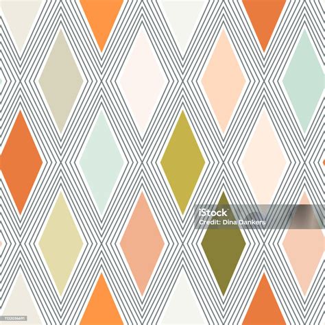 다이아몬드 마름모 타일 완벽 한 패턴 파스텔 색상 벡터 기하학적 배경 추상 선과 요소입니다 0명에 대한 스톡 벡터 아트 및 기타