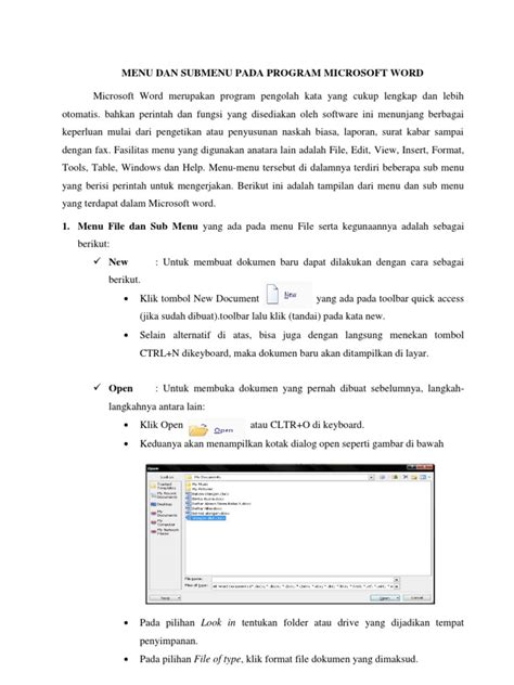 Menu Dan Submenu Pada Program Microsoft Word Pdf