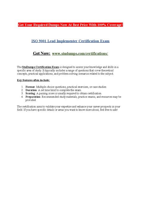 Isoiec 270312011 Lead Implementer Certification Exam Get Your Required Dumps Now At Best Price