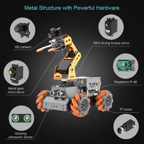 Ai Enhanced Smart Robot Car With Mecanum Wheels And Robotic Arm