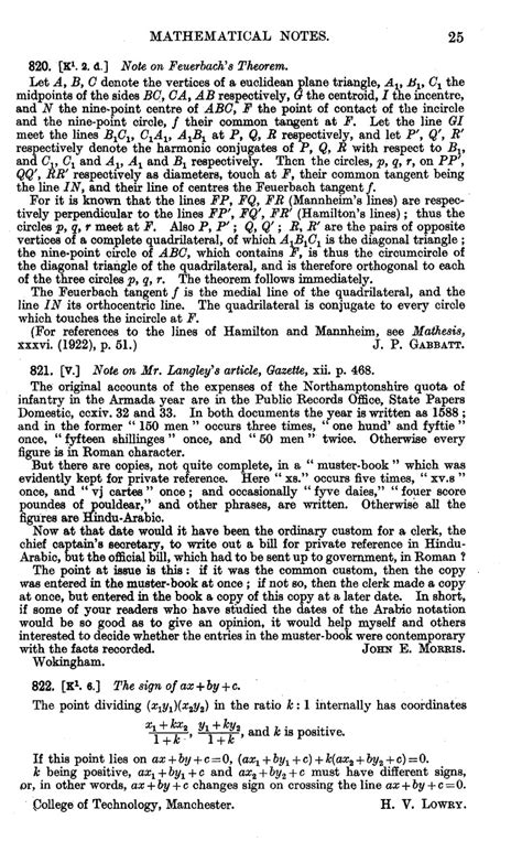 820 [k1 2 D ] Note On Feuerbachs Theorem The Mathematical Gazette Cambridge Core