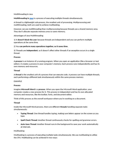 Multithreading In Java Pdf Process Computing Method Computer Programming