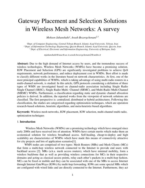Pdf Gateway Placement And Selection Solutions In Wmns A Survey