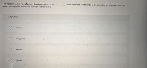 Solved The Most Dangerous Type Of Privacy Threat Comes In Chegg Com