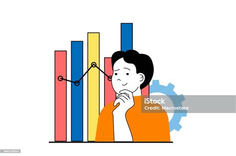 플랫 웹 디자인에서 사람 장면이 있는 데이터 분석 개념입니다 그래프와 차트로 작업하고 재무 연구 및 보고서를 만드는 사람 소셜 미디어 배너 마케팅 자료에 대한 벡터