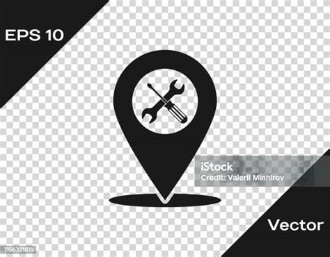 교차 드라이버와 렌치 도구 아이콘투명 배경에 격리 된 회색 위치 포인터 설정 기호입니다 벡터 일러스트레이션 공구상자에 대한 스톡 벡터 아트 및 기타 이미지 Istock