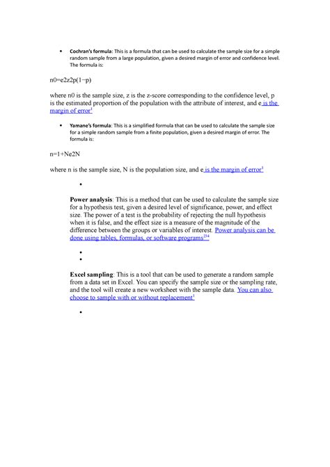 Cochran Cochrans Formula This Is A Formula That Can Be Used To Calculate The Sample Size For