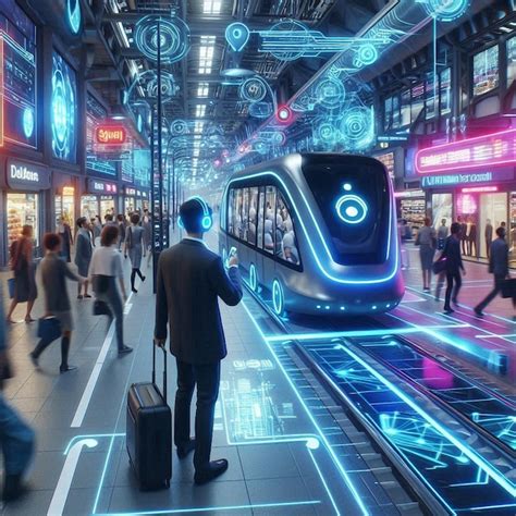 Futuristic Transport And Cyberpunk Transport Hub Premium Ai Generated Image
