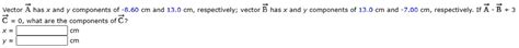 Vector A⃗ Has X And Y Components Of 8 60 Cm And 13 0 Cm Respectively Vector B⃗ Has X And Y