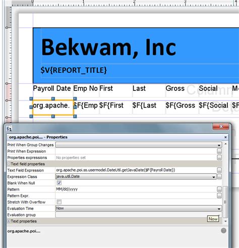 Bekwam Blog Ireport Designer Dates With An Excel Data Source