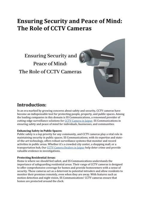 Ppt Ensuring Security And Peace Of Mind The Role Of Cctv Cameras Powerpoint Presentation Id