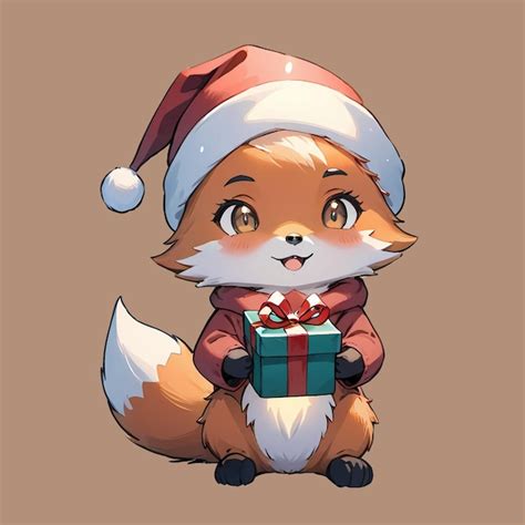 Premium Vector Cute Tricky Fox Merry Christmas
