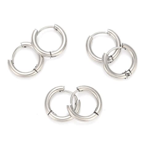 1 Pair 202 Stainless Steel Huggie Hoop Earrings Hypoallergenic Earrings