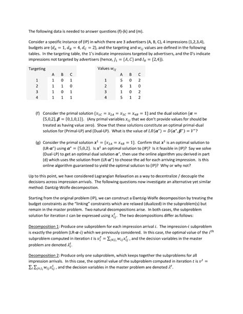 Dantzig Wolfe Decomposition Exercise Consider The