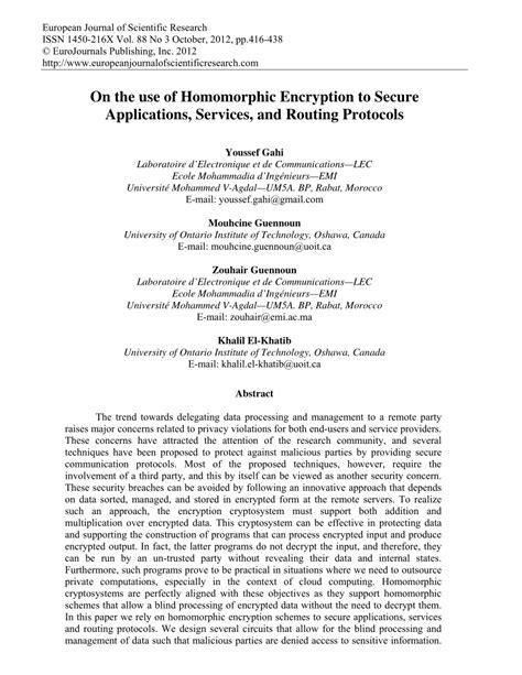 pdf on the use of homomorphic encryption to secure applications